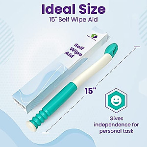Mars Wellness Self Wipe Assist Bottom Wiping Toilet Aid Wiping Wand - Long Reach Comfort Wipe Extender - Daily Living Aid for The Disabled - Colors Vary (1.25 Foot (Pack of 1))
