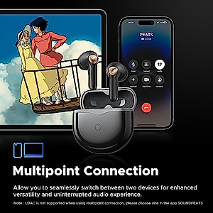 SoundPEATS Air4 Lite Wireless Earbuds, Bluetooth 5.3 Earbuds with Multipoint Connection, Hi-res Earbuds with LDAC &13mm Dynamic Driver, Total 30 Hrs, App Control, 6 Mics, IPX4 Rated
