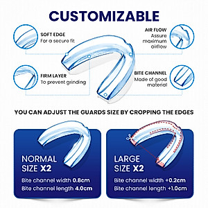 Professional Mouth Guard for Grinding Teeth - 2 Sizes 4 Pieces Mouthguard, Moldable Night Guards for Teeth Grinding, Night Guard for Bruxism & Teeth Clenching - Dental Guard Case