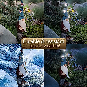 Sleeky Lime Garden Gnomes Outdoor Funny | Solar Garden Gnome Statues | Solar Gnomes Decor for Outside | Funny Garden Gnomes | 16" Metal Large Garden Gnome