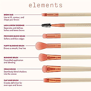 EcoTools Elements Fiery Eye Makeup Brush Set, For Eyeshadow & Eyeliner, Blending Brushes for Eyes, Eco Friendly Makeup Brushes, Limited Edition, Orange, Cruelty Free & Vegan, 6 Piece Set