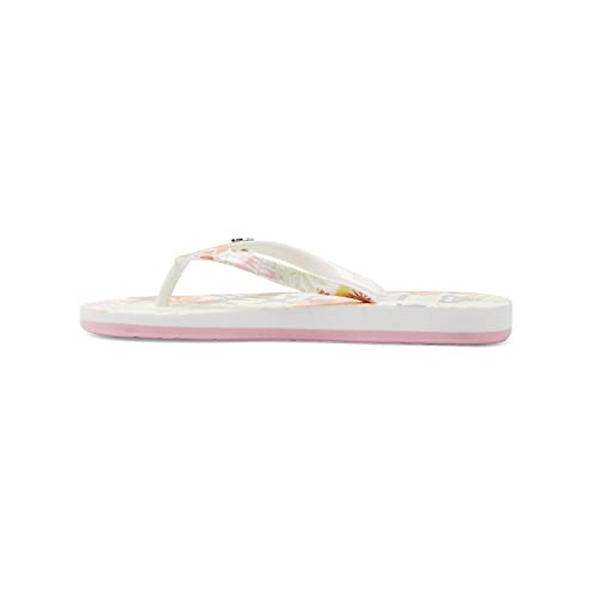 Roxy Girls Rg Pebbles Flip Flop Sandal, White/Orange/Pink 232, 4 Big Kid