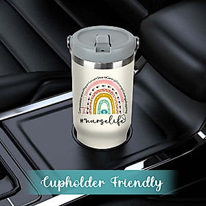 soeufnwhf 30oz Nurse Tumbler Cup with Handle Nurse Travel Coffee Mug, Nurse Nutrition Facts Tumbler, Best Nursing School Gifts, Nursing Graduation Gifts, RN Gifts for Nurses Appreciation Gifts