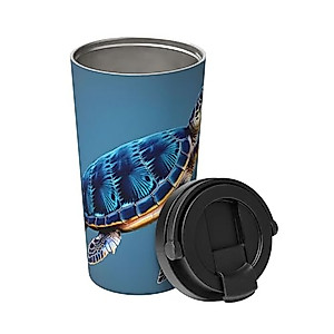 WANGZHAO Blue Sea Turtle pint Print Double Wall Stainless Steel Vacuum Insulated Tumbler Cup Home Thermal Cup