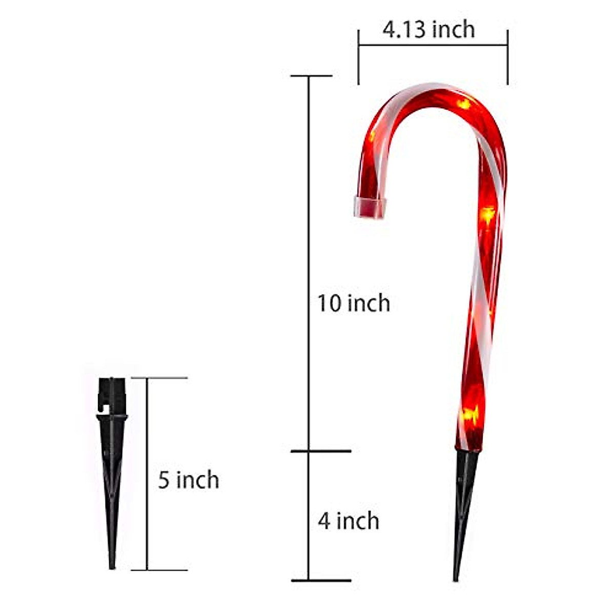 Christmas Candy Cane Pathway Makers Lights, 10inch Set of 10 Candy Canes Lights Outdoor, TIGOMOOV Candy Cane Lights Christmas Decorations Outdoor for Yard,Garden