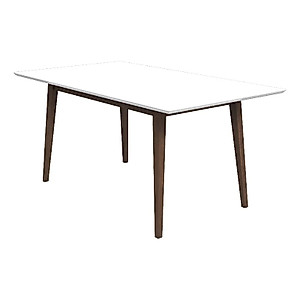 Avalanche Modern Style Solid Wood Walnut White Top 63" Rectangular Dining Table