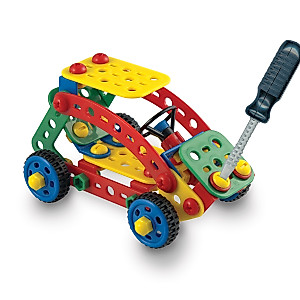 Quercetti Tecno Toolbox - Construction Set with 128 Pieces and Storage Case