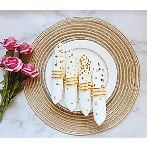 100 PK Gold Napkins - 4 Assorted Designs - 3-Ply Cocktail Napkins Folded 5 x 5 Inches Bar Napkins Disposable Party Napkins Paper Napkins Dinner for Wedding Baby Shower Birthday Graduation 2022