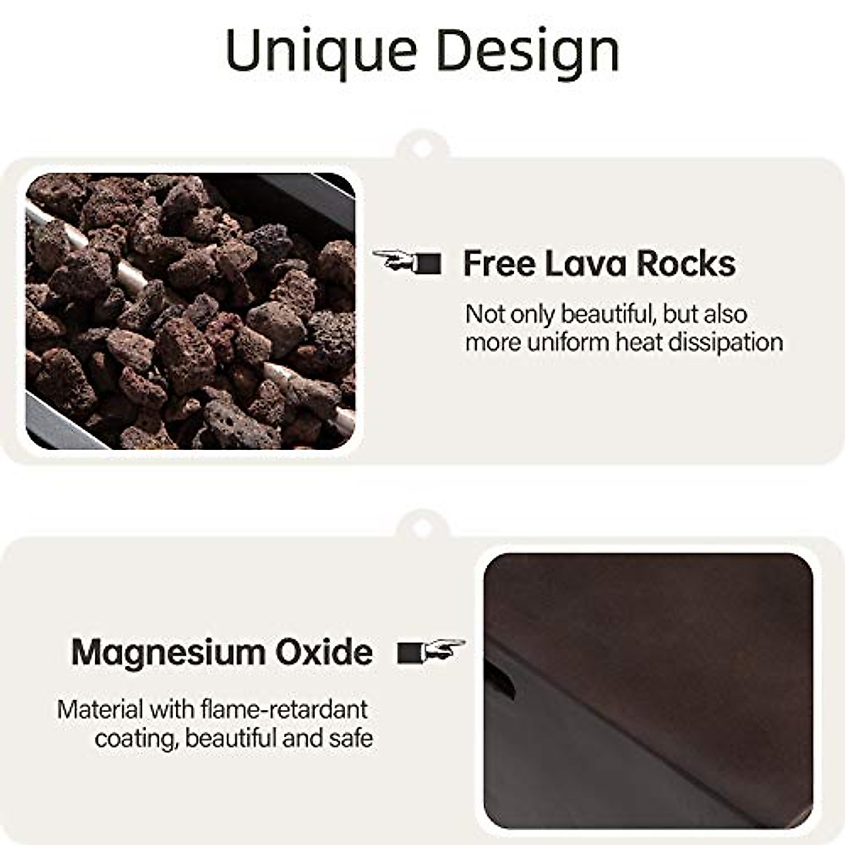 HOMPUS Propane Fire Pits For Outside 56-inch x 28-inch Rectangle 50,000 BTU Bronze Concrete Patio Fire Table with Tank Cover,Wind Guard,Lava Rocks and Rain Cover,Gas Fire Pit for Outdoor,Deck,Backyard