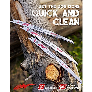 EZARC Wood Pruning Reciprocating Saw Blade 9 Inch, Fleam Ground Teeth Pruning Saw Blades for Tree Trimming, Wood/Wet Wood Cutting, 5 Pieces