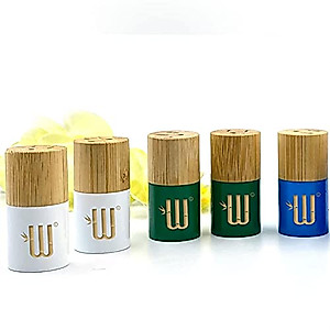 Dental Floss threaders 5PCS Biodegradable bamboo charcoal dental floss with refillable bamboo container | Free refill | Natural candle wax | 30M x 12| Corn and charcoal floss, | Environmental protecti