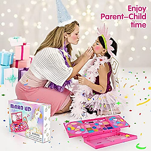 Tomons Kids Makeup Kit for Girls Princess Real Washable Cosmetic Pretend Play Toys with Mirror - Safety Tested- Non Toxic