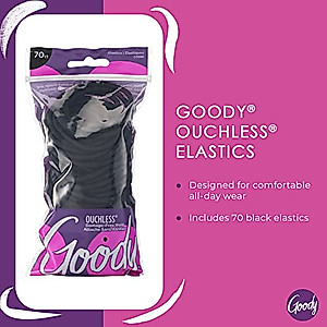 Goody Ouchless Womens Elastic Hair Tie - 70 Count, Black - 4MM for Medium Hair- Hair Accessories for Women Perfect for Long Lasting Braids, Ponytails and More - Pain-Free