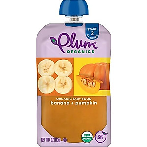 Plum Organics Stage 2 Organic Baby Food, Banana & Pumpkin, 4 Ounce Pouch