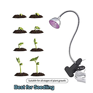 Aceple LED Small Grow Light, 6W Desk Plant Grow Light with Flexible Gooseneck Arms and Spring Clamp for Hydroponic Indoor Planting, Potted Plants, Garden Greenhouse