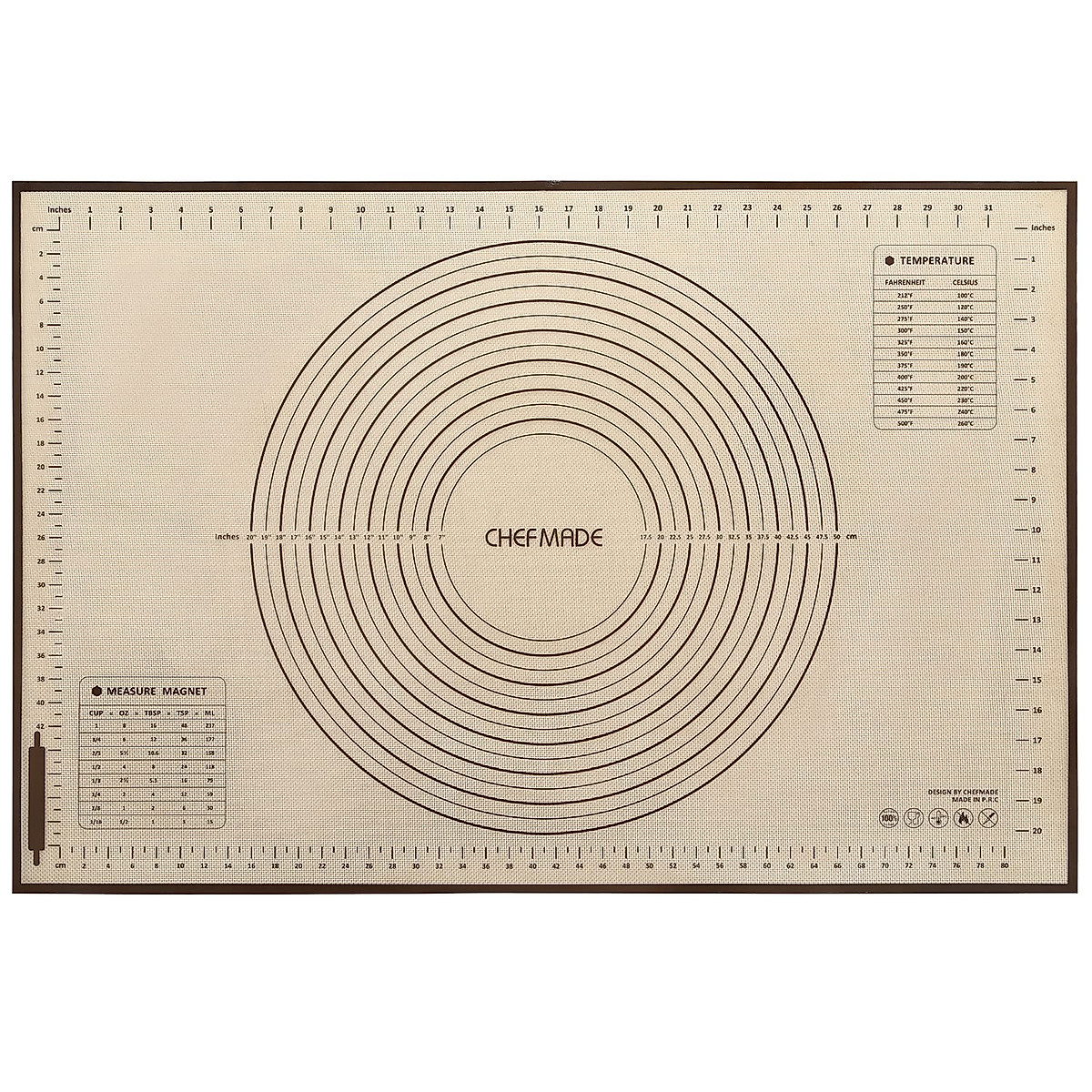 CHEFMADE Silicone Baking Mat, 36" x 24" Extra Thick Large Non-Stick Sheet Mat with Measurement | Non-Slip Reusable Food Grade Flexible Dishwasher Safe｜Making,Cookies,Macarons,Bread,Pastry and Pizza