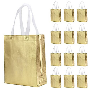 LOOKSGO 12 Pcs Non-woven Reusable Gift Bags With Handles for Party Favor 8W x 4L x10H Size