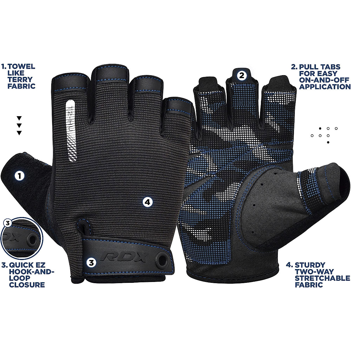 RDX Weight Lifting Gloves, Additional Stretchable Long Wrist Support, Full Palm Grip, Men Women Fitness HIIT Workout, Bodybuilding Powerlifting Strength Training Cycling Exercise Home Gym Equipment