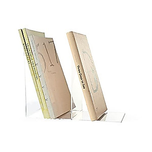 Airypart Book Ends Clear Acrylic Bookends for Shelves, Non-Skip bookends for Shelves,Book Holder Stopper for Books/Movies/CDS/Video Game, 7X4.72X4.72inch, 3pairs