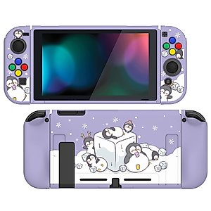 PlayVital ICY Cube Penguin ​Protective Case for Nintendo Switch, Soft TPU Slim Case Cover for Nintendo Switch Joycon Console with Colorful ABXY Direction Button Cap