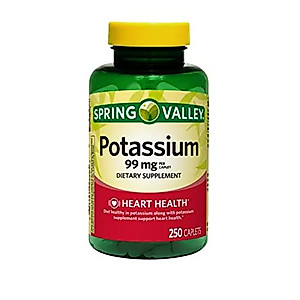 Spring - Valley Potassium Caplets 99 mg - 250 Pack of 2 for Caplets for Heart Nerve and Muscle Function