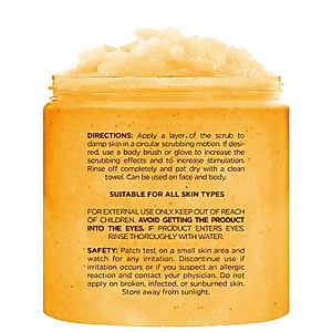 Brooklyn Botany Peach Bellini Honey Sugar Scrub for Body 10 oz – Deeply Hydrating and Gently Exfoliating Body Scrub for Women and Men – Moisturizing and Nourishing the Skin