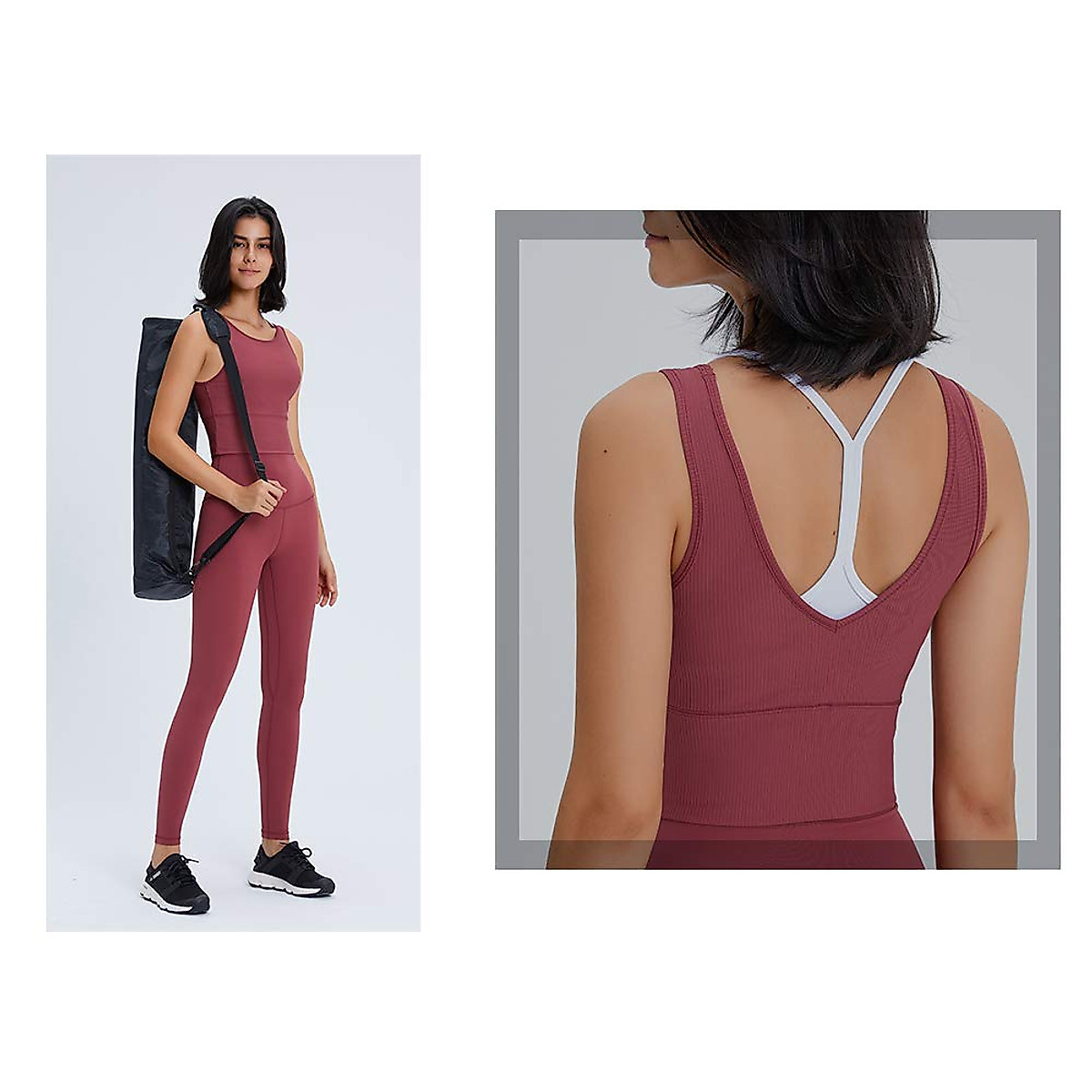 Workout Tank Tops for Women Cropped Ribbed Athletic Tank Gym Tight Fit Tops for Yoga Fitness Sports Running Dark Red 8