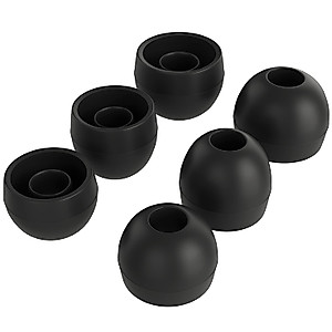 Replacement Earbud Tips [3 Pairs] Rubber Gel Ear Tips for in-Ear Headphones, Earbuds, Black