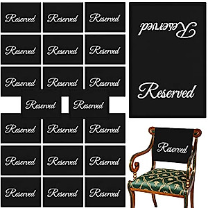 20 Pack Reserved Seating Signs Reserved Chair Signs Church Pew Reserved Signs Reserved Cloths Placeholder for Wedding, Meeting or Event, 11.81 x 17.72 Inches (Black)