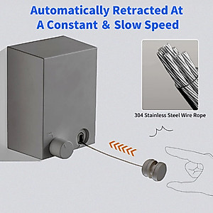 Retractable Clothesline, Indoor Outdoor Clothes Line, Heavy Duty Clothes Drying Laundry Line with 13.8 Ft Steel Wire, Retractable Indoor Clothes Lines for Drying, Hanging for Bathroom, Balcony, Hotel