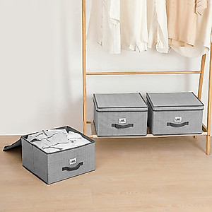 Gbdilo Storage Bin for Shelves, Fabric Closet Organizer Shelf Cube Box with Handle Home Office Storage Baskets, Medium, Gray, 3-Pack (39L)
