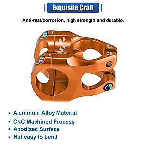 X AUTOHAUX CNC Aluminum Alloy 35mm Mountain Bike Stem for Most Bicycle Road Bike Mountain Bike Cycling Handlebar Accessories Orange for 1-1/8 Steer Tube 31.8mm Handlebar