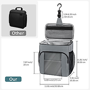 Shinowa Large Portable Shower Caddy Tote Bag with Quick Dry Mesh Base for College & Dorm Travel Toiletry Bag Summer Camp Travel RV Essentials Shower Bag for Student, Gym, Women & Men, Gray