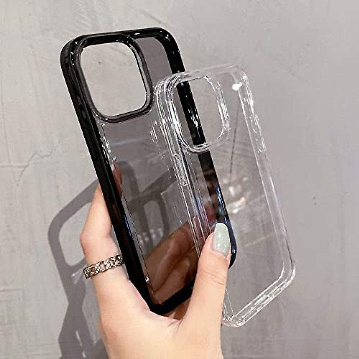 Clear Designed for iPhone 14 Pro Max Case, Cute Shockproof Military Grade Protection Hard Back Phone Case with Airbag Soft Edge, Slim Protective Bumper Cover for Women Men Girls (Crystal Clear)