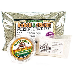 Roach Chow for Dubia & Crickets with Super Foods Bundle - .5 lb Dry Chow - Insect Water Crystals - 1 Bug Jelly (Honey Banana)