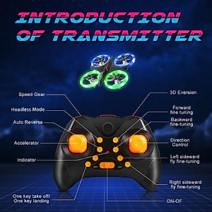 Mini Drone for Kids, LED RC Drone, Remote Control RC Quadcopter, with 360° 3D Eversion and Throwing Flight Function, Gift/Toys for Boys & Girls