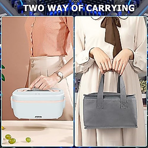 CTSZOOM Electric Lunch Box - 80W Heated Lunch Box 1.5L 4 in1 Portable Food Warmer with Detachable Dividers for Car/Truck/Office 12V/24V/110V, Leakproof Lunch Heater (Chambray)