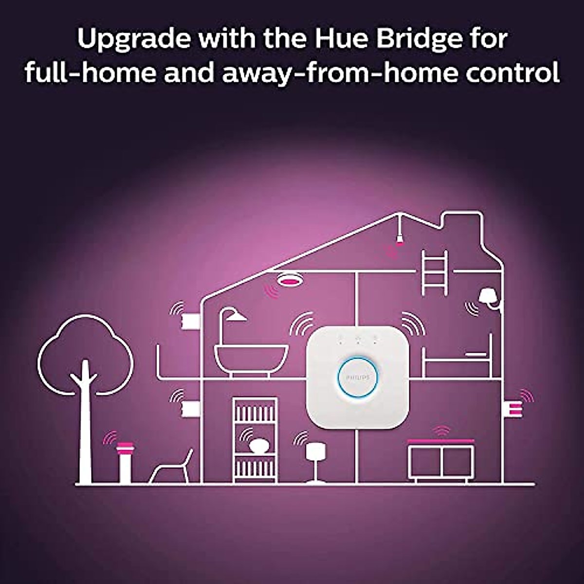 Philips Hue 4-Pack White and Color A19 Medium Lumen Smart Bulb, 1100 Lumens, Bluetooth & Zigbee Compatible (Hue Hub Optional), Compatible with Alexa & Google Assistant