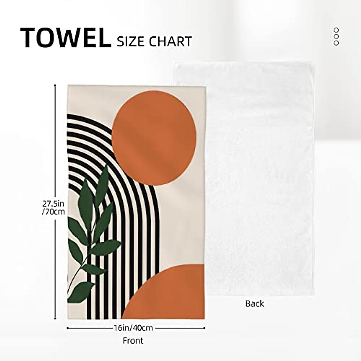 Mid Century Boho Hand Towel Bohemian Abstract Leaves Kitchen Dishes Towels for Shower Pool Beach Spa Gym Yoga Travel