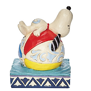 Enesco Peanuts by Jim Shore Snoopy Lounging on a Beach Ball Figurine, 4.625 Inch, Multicolor