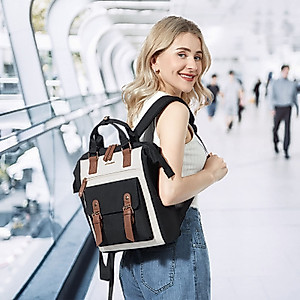 LOVEVOOK Mini Backpack for Women, Small Backpack Purse for Women Teen Girls, Cute Bookbag Fashion Daypacks for Shopping, Working or Dating, Black-White