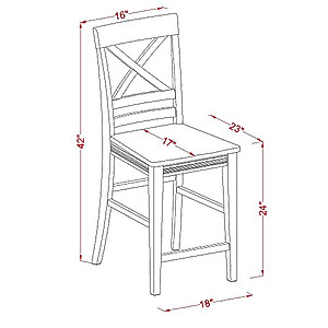 East West Furniture EDQU3-WHI-W Dining Set, 3-Piece