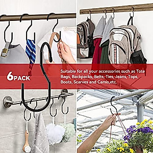 10 Pack Purse Hanger for Closet, S Hooks Twist Design Bag Hanger , Large Size Closet Rod Hooks for Hanging Purses, Belts,Handbags, Scarves, Hats,Clothes, Pans and Pots(Silver)