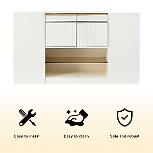 MATONELL Modern Luxury Multi-Functional Island Vanity Dresser and Storage Cabinet with Glass Tabletop, Display Shelf,6 Drawers for Walk-in-Wardrobe and Bedroom