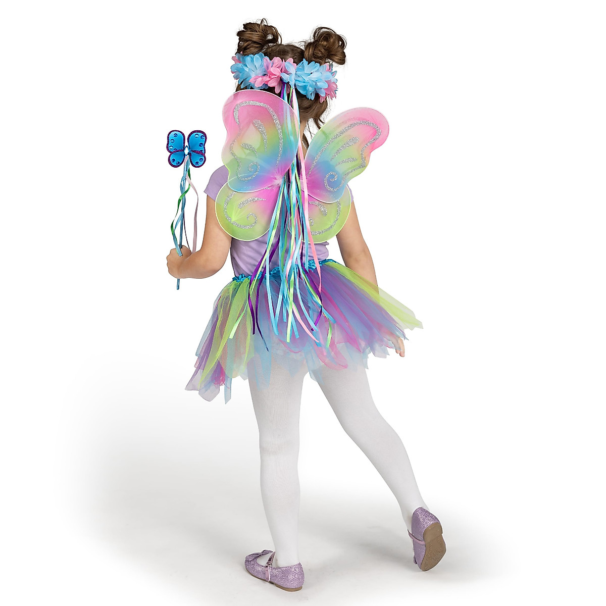 Spooktacular Creations Colorful Fairy Costume Set with Tutu, Halo Headband, Magic Wand for Girls, Halloween Costume Set