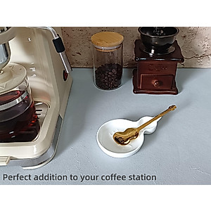 Coffee Spoon and Rest for Coffee Bar, Guitar Bag Small Spoon Rest for Coffee Station, Tea Spoon Rest Teaspoon Rest including Golden Guitar Spoon