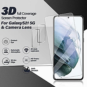 BIGFACE Galaxy S21 Tempered Glass Screen Protector + Camera Lens Protector [ 2 + 2 Pack ][Case Friendly] [Anti-Scratch] [Ultrasonic Fingerprint Unlock] Clear HD Protective Film for Samsung Galaxy S21