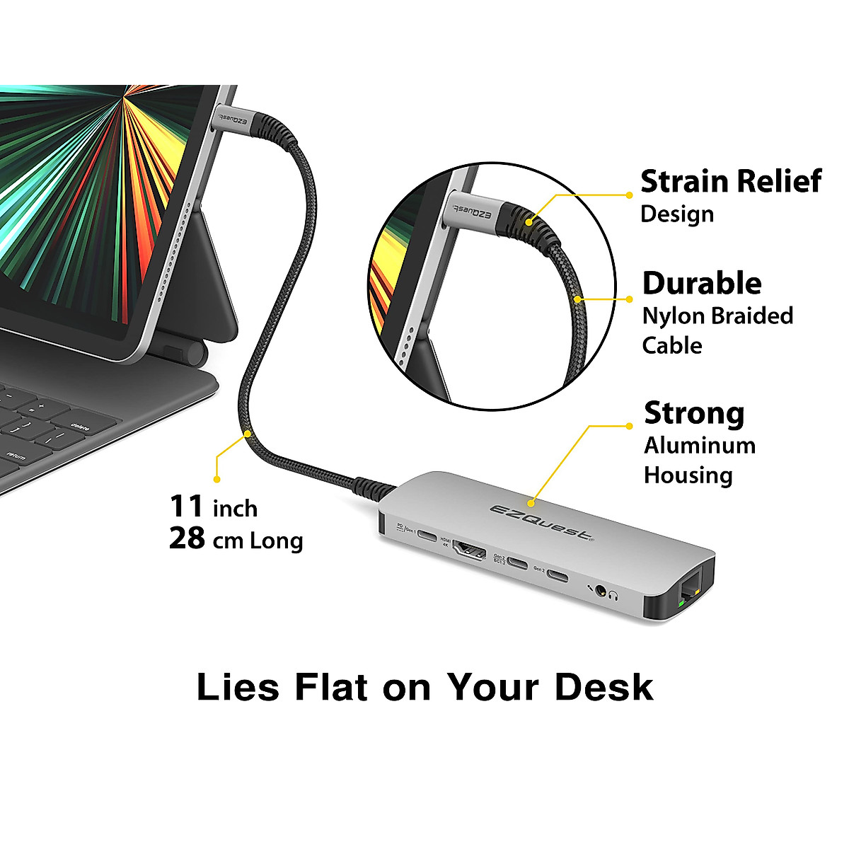 EZQuest USB C Hub Docking Station 10 in 1 with 4K HDMI 60Hz, 1 Gbs Ethernet, 2 USB C Gen 2 10Gbs Ports, 1 USB C PD 3.0 Port, 2 USB A 3.0 Ports, Audio Port, SD/Micro SD, Compatible with USB-C Computers