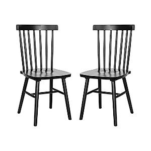 Flash Furniture Ingrid Commercial Grade Windsor Dining Chairs - Black Solid Wood Spindle Back Chairs - Armless Kitchen or Dining Room Chairs - No Assembly Required