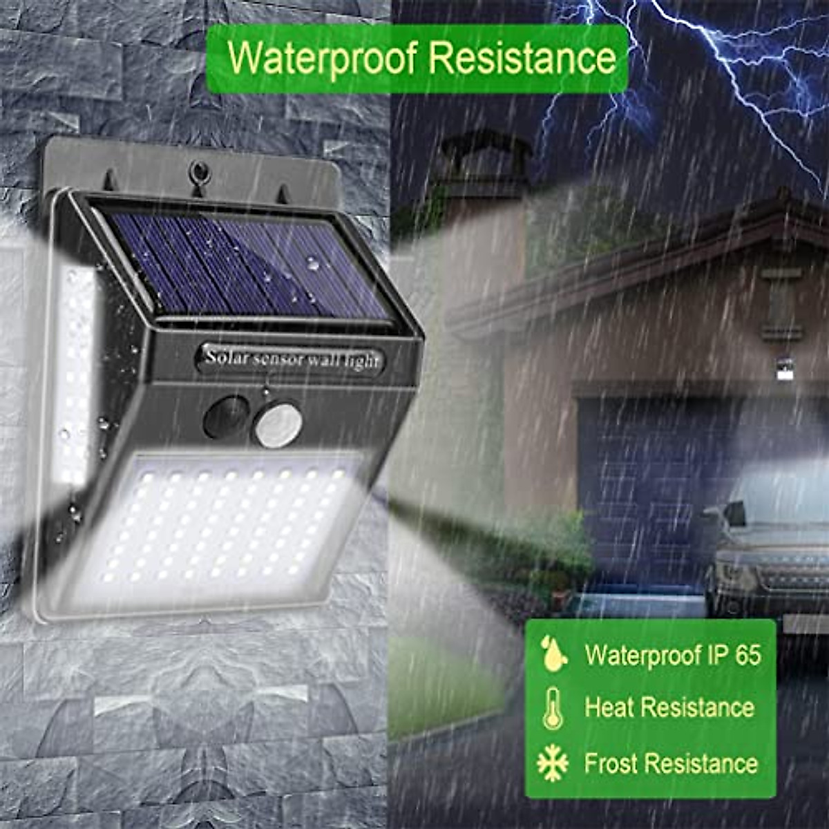RXF LED Solar Light Outdoor Solar Garden Lamp PIR Motion Sensor,3 Working Modes Solar Wall Light with IP65 Waterproof Safety Light, Suitable for Courtyard Garage Deck,2pcs